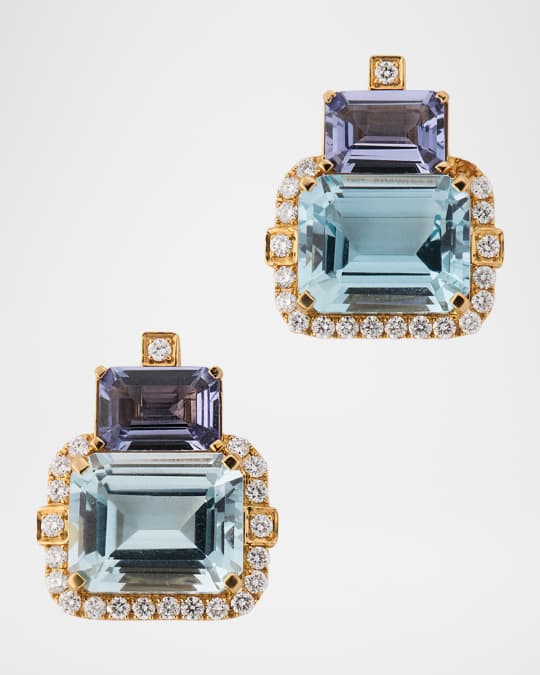 Goshwara Gossip 18K Yellow Gold Blue Topaz and Tanzanite 2 Stone ...