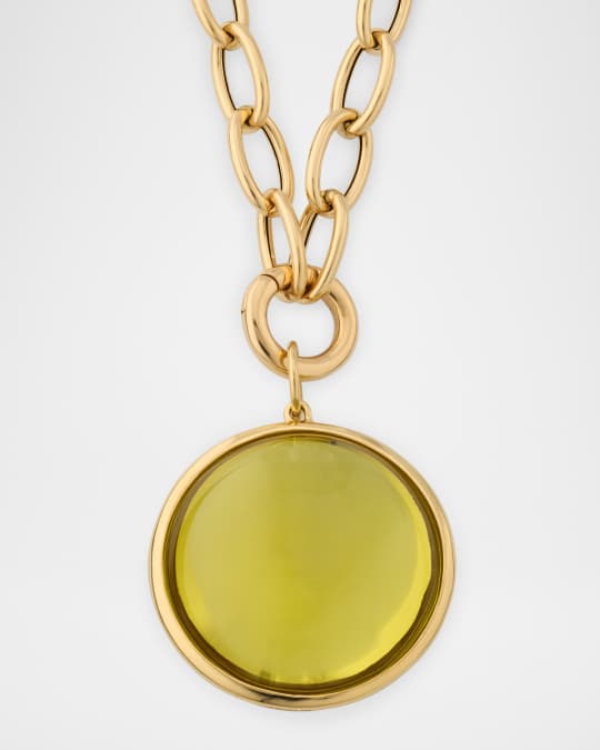 Goshwara Mischief 18K Yellow Gold Lemon Quartz Disc Pendant Necklace ...
