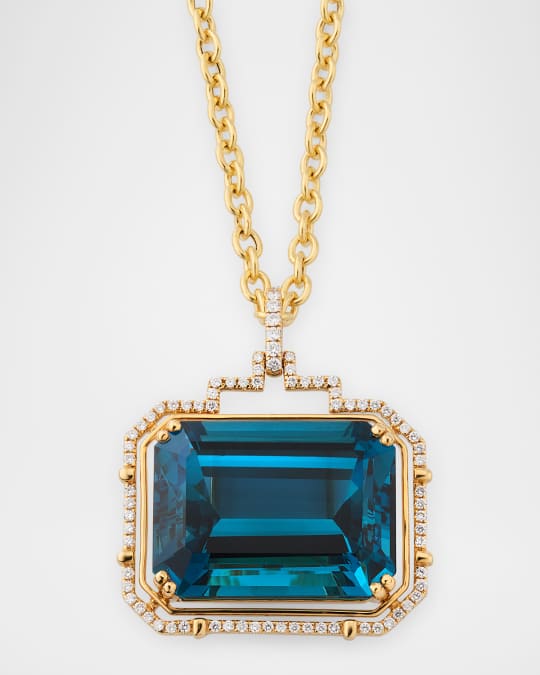 Goshwara Gossip 18K Yellow Gold London Blue Topaz Emerald Cut Pendant ...
