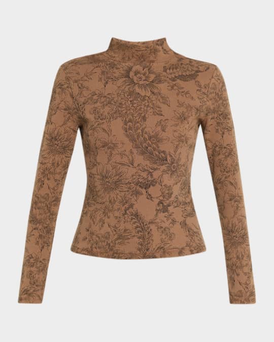 Veronica Beard Nate Floral Mock-Neck Top | Neiman Marcus