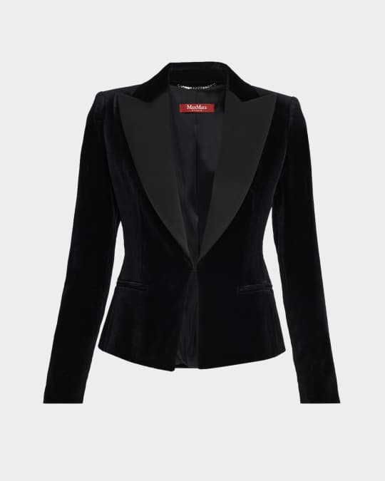 Max Mara Eolie Peak-Lapel Velvet Tuxedo Jacket | Neiman Marcus