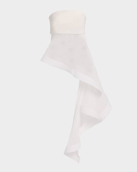 Reiss Rhianna Strapless High-Low Silk Top | Neiman Marcus