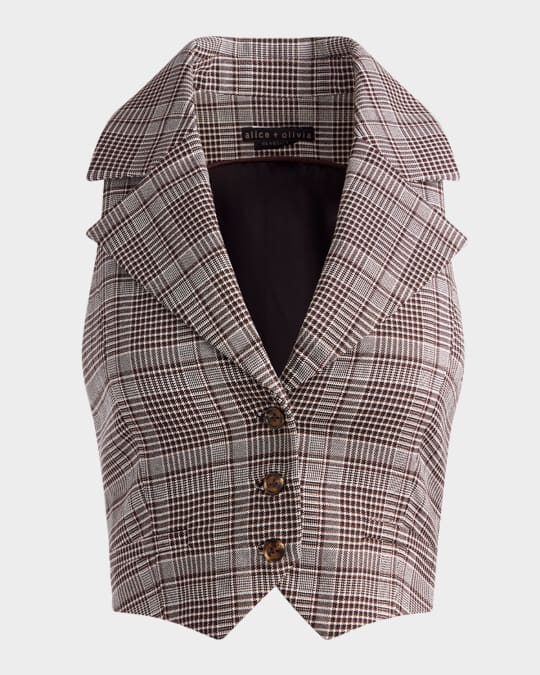 ALICE + OLIVIA Donna Plaid Vest | Neiman Marcus