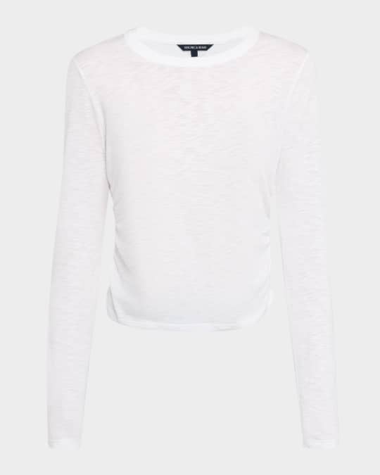 Veronica Beard Kisha Ruched Long-Sleeve Tee | Neiman Marcus