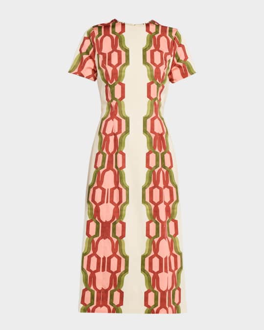 Mestiza New York Hampton Reversible Geometric-Print Midi Dress | Neiman ...