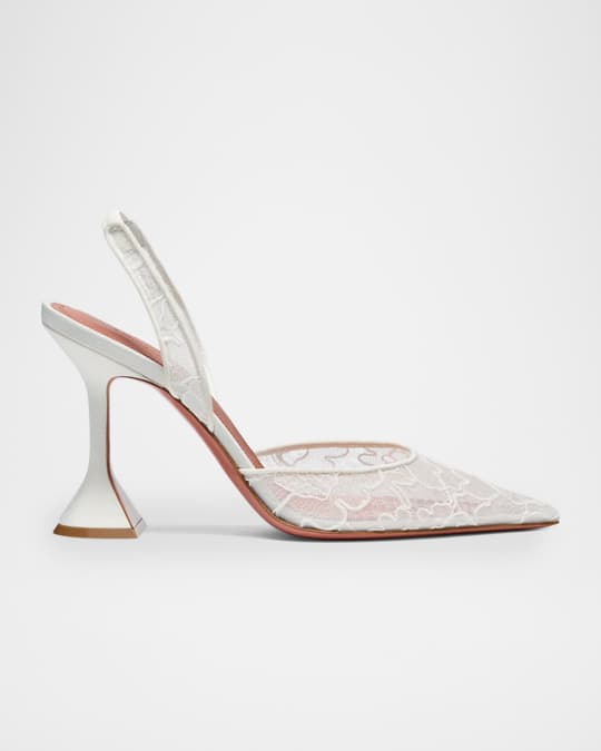 Amina Muaddi Holli Lace Slingback Pumps | Neiman Marcus