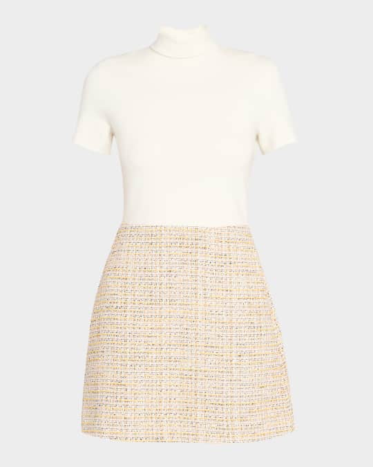 Theory Short-Sleeve Combo Mini Dress | Neiman Marcus