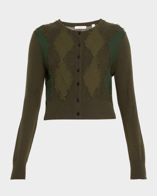 Vince Cashmere and Wool Argyle Cardigan | Neiman Marcus