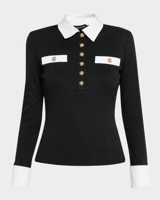 Generation Love Asher Long-Sleeve Poplin Combo Top | Neiman Marcus