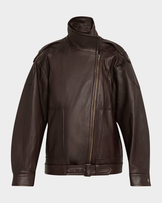 Vince Oversized Leather Aviator Jacket | Neiman Marcus