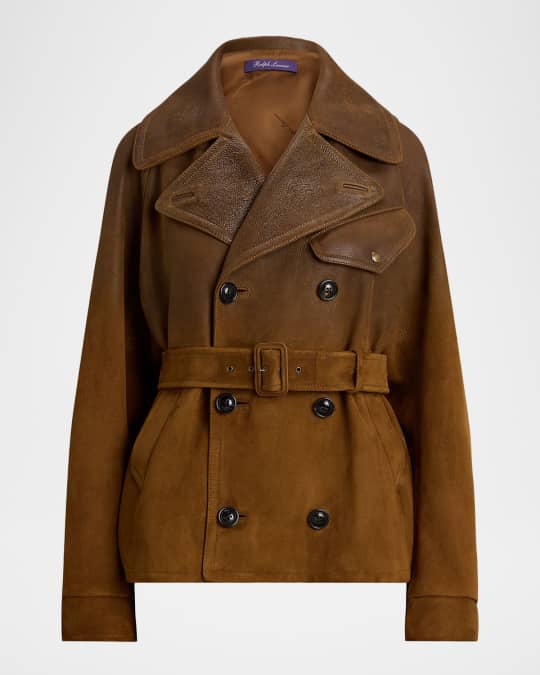 Ralph Lauren Collection Eldridge Degrade Suede Leather Belted Moto ...