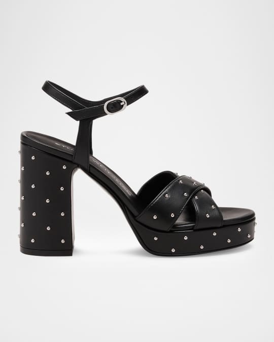 Stuart Weitzman Dayna Sostud Leather Ankle-Strap Platform Sandals ...