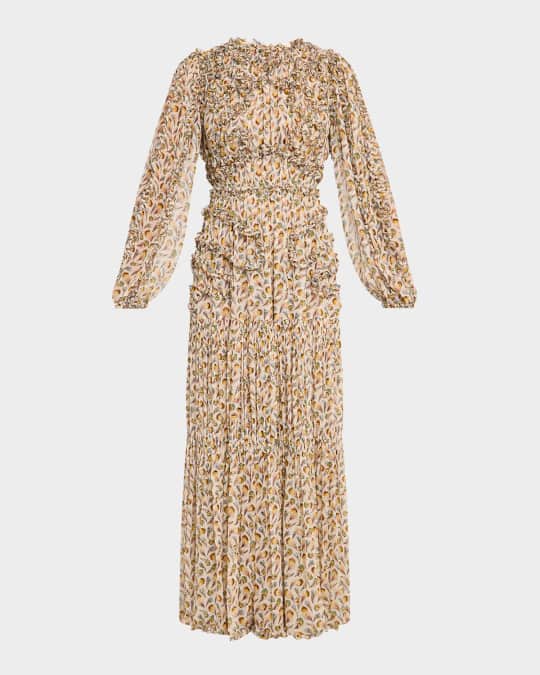 Ulla Johnson Iona Silk Long-Sleeve Dress | Neiman Marcus