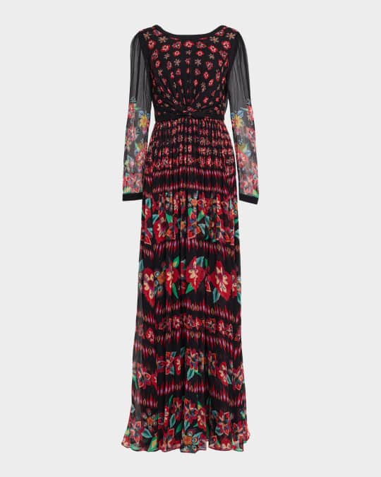 Saloni Blythe Printed Long-Sleeve Dress | Neiman Marcus