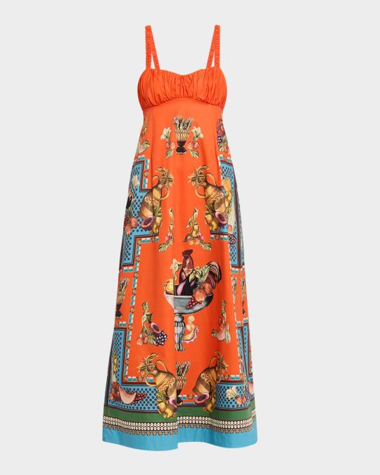 ALEMAIS Rocco Ruched Cotton Midi Dress | Neiman Marcus