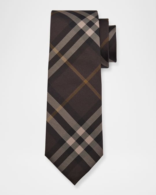 Burberry Men's Thornton Check Mulberry Silk Tie | Neiman Marcus