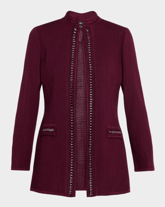 Misook Tailored Chain-Trim Knit Jacket | Neiman Marcus