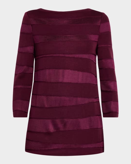 Misook Horizontal Striped Tonal Knit Tunic | Neiman Marcus