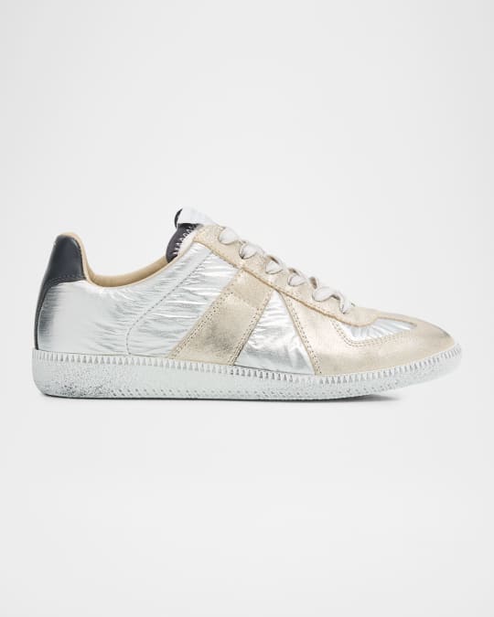 Maison Margiela Replica Leather Suede Low-Top Sneakers | Neiman Marcus