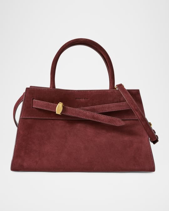 Veronica Beard Dash Belted Suede Shoulder Bag | Neiman Marcus