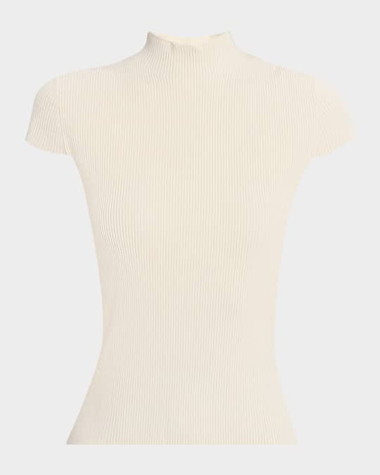 Elie Tahari The Ramona Ribbed Mock-Neck Top | Neiman Marcus