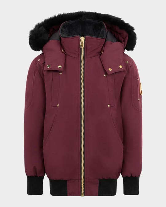 Moose Knuckles Kid's Gold Series Shearling-Trim Bomber Jacket, Size XS ...