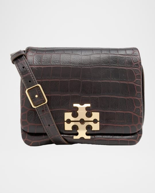 Tory Burch Charlie Croc-Embossed Leather Shoulder Bag | Neiman Marcus