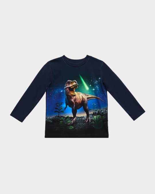 Molo Boy's Reif Dinosaur-Print Organic Cotton Top, Size 3-7 | Neiman Marcus