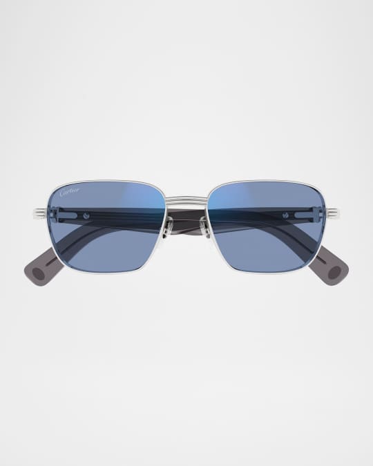 Cartier Men's C-Hinge Metal Rectangle Sunglasses | Neiman Marcus