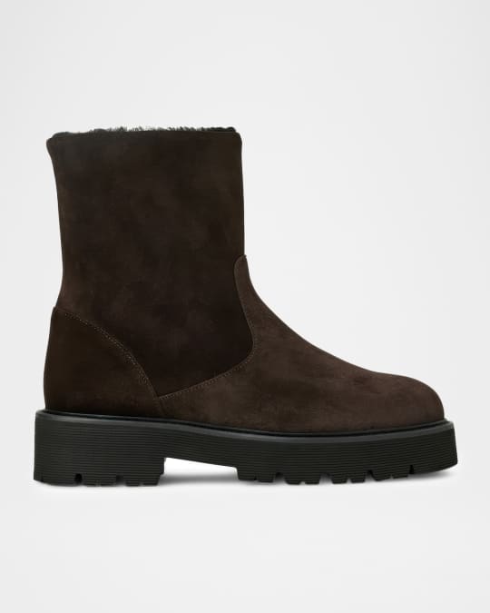 Aquatalia Eloise Shearling-Lined Suede Ankle Boots | Neiman Marcus