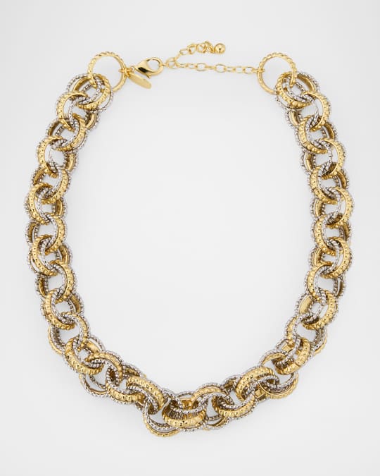 Golconda by Kenneth Jay Lane Two Tone Link Necklace | Neiman Marcus
