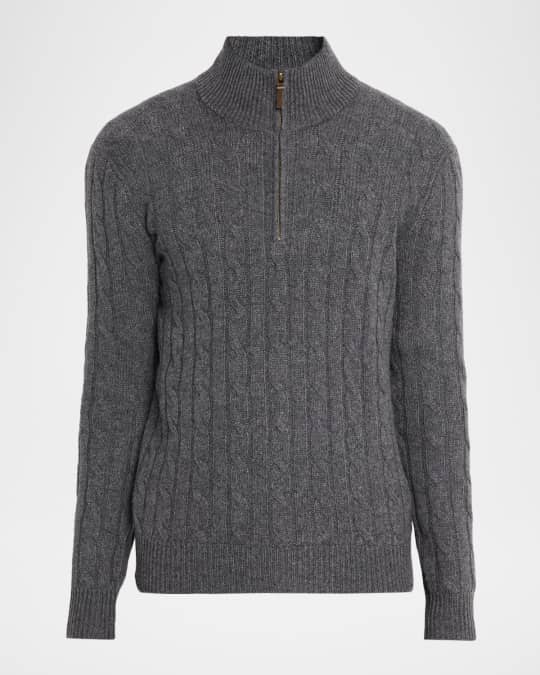 Polo Ralph Lauren Men's Cable-Knit Cashmere Quarter-Zip Sweater ...