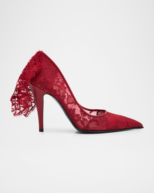 McQueen Floral Lace Pumps | Neiman Marcus