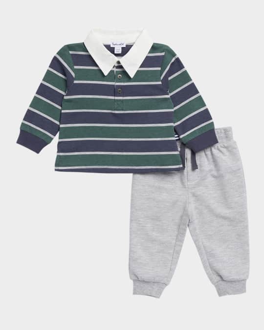Splendid Boy's Preppy Stripe Polo Shirt & Sweatpants Set, Size 12M-12 ...