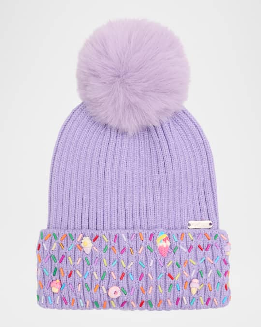 Bari Lynn Kid's Sprinkle Charm Ribbed Beanie | Neiman Marcus