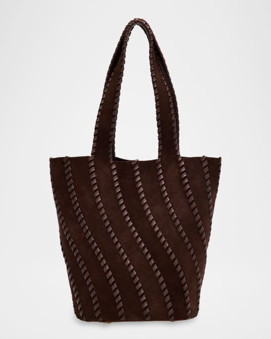 SIMKHAI Talia Leather Whipstitch Suede Bucket Bag | Neiman Marcus