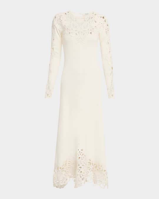 Sea Adelina Battenberg Lace Merino Wool Midi Dress | Neiman Marcus