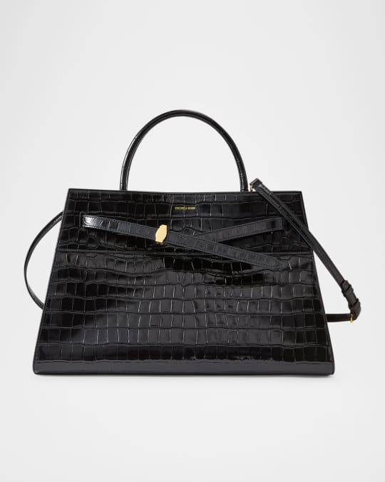 Veronica Beard Dash Belted Croc-Embossed Leather Shoulder Bag | Neiman ...
