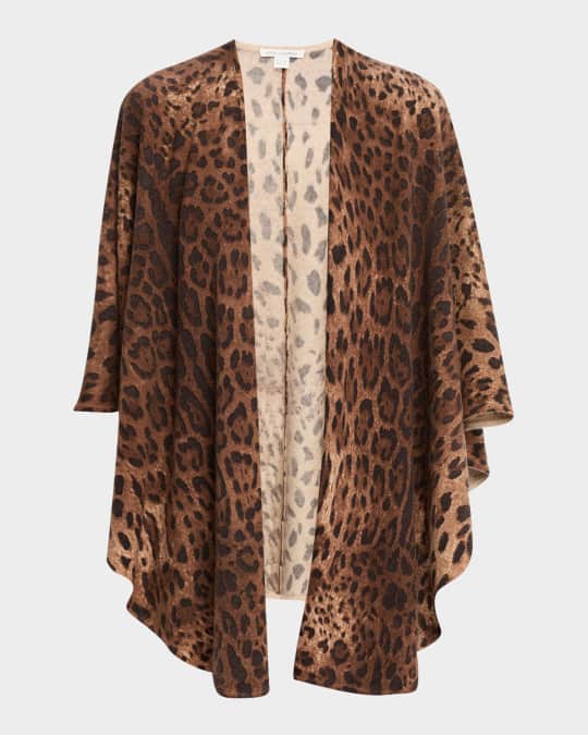 Sofia Cashmere Double-Face Cashmere Leopard-Print Cape | Neiman Marcus