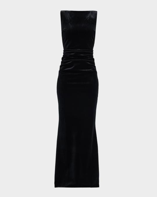 Chiara Boni La Petite Robe Nima Low-Back Velvet Mermaid Gown | Neiman ...