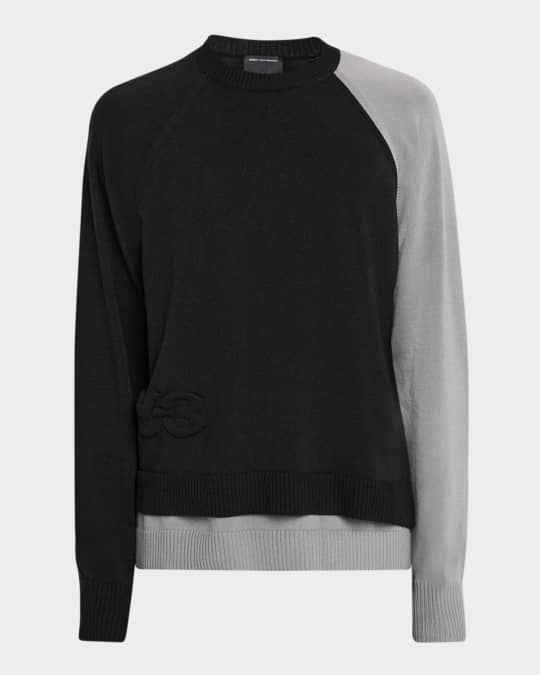Y-3 Men's Two-Tone Knit Embossed Logo Crewneck Sweater | Neiman Marcus