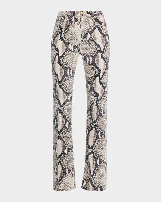Roberto Cavalli Python Printed Bootcut-Leg Jeans | Neiman Marcus
