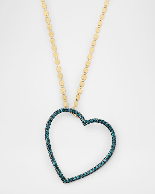 LANA Denim Blue Diamond Open Heart Necklace | Neiman Marcus
