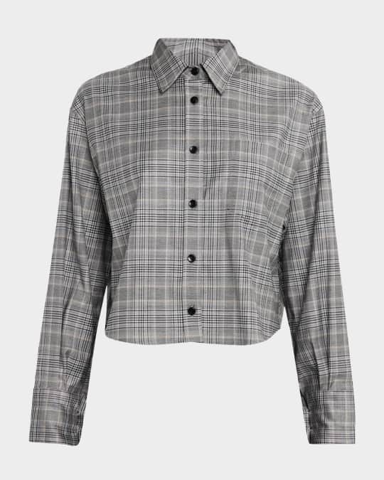 MARIA MCMANUS Plaid Oversized Cropped Shirt | Neiman Marcus