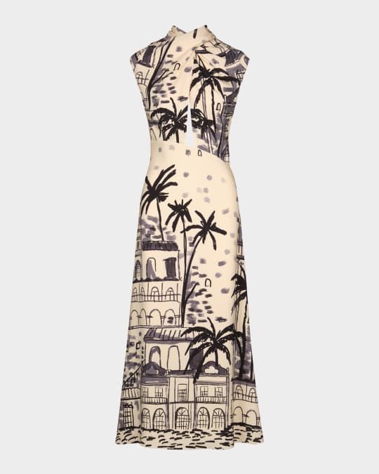 Johanna Ortiz Interdimensional Silk Crisscross Cap-Sleeve Maxi Dress ...