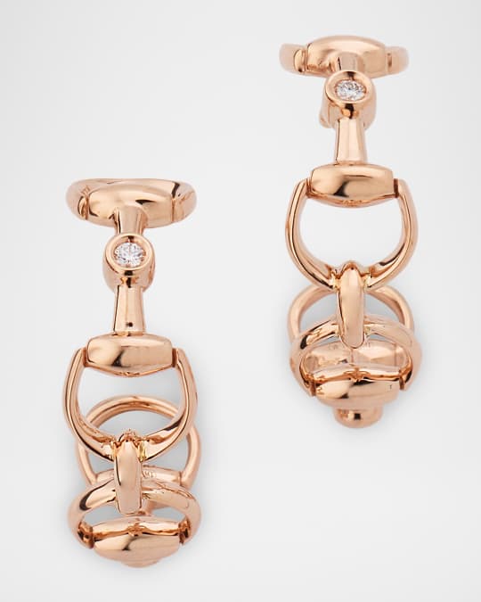 Gucci Gucci Horsebit 18K Diamond Hoop Earrings | Neiman Marcus