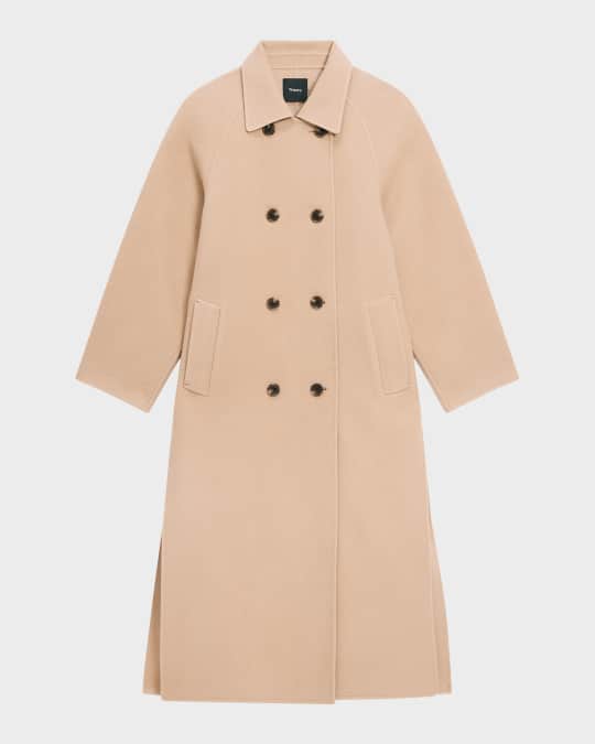Theory Double-Breasted Wool Trench Coat | Neiman Marcus