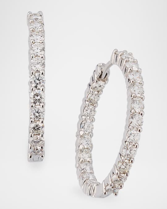 Roberto Coin 18K White Gold Inside-Outside Diamond Hoop Earrings, 0.85 ...