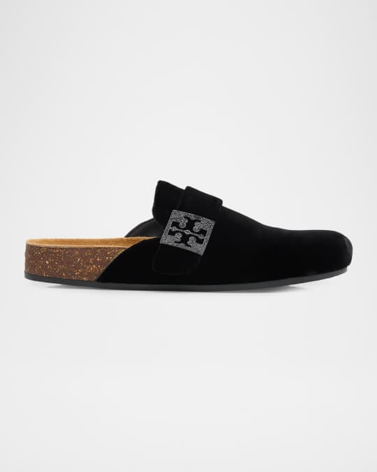 Tory Burch Mellow Pave Suede Buckle Slide Mules | Neiman Marcus