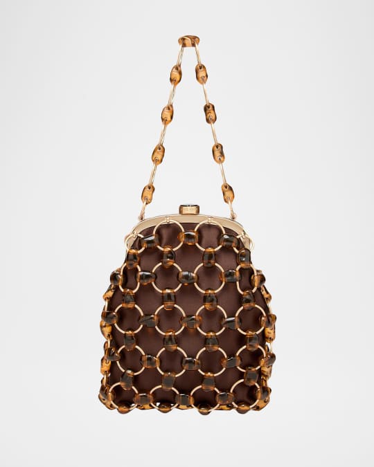 Cult Gaia Brielle Beaded Metal Wristlet Pouch Bag | Neiman Marcus
